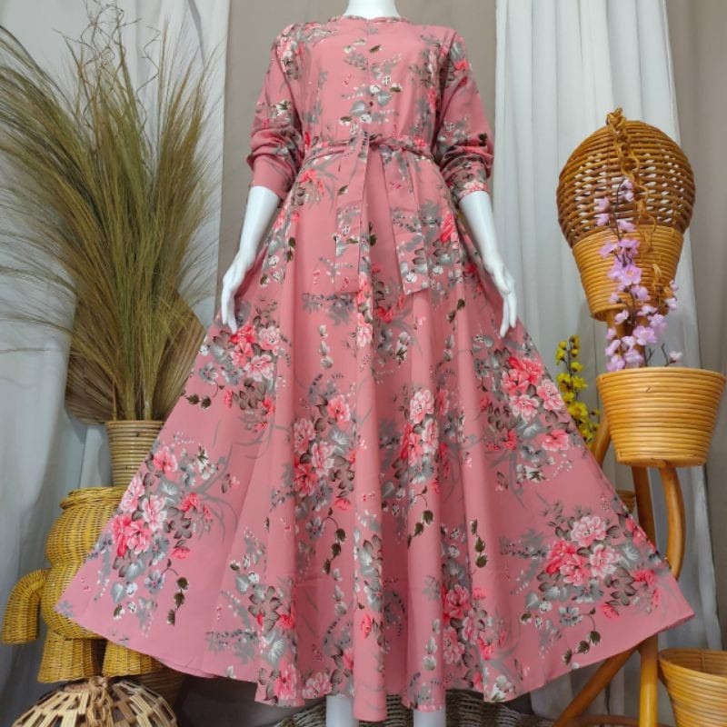 Jual Gamis Maxy Monalisa Motif Bunga Bangkok Busui // Gamis Katun Jumbo Motif Monalisa gsmis ...