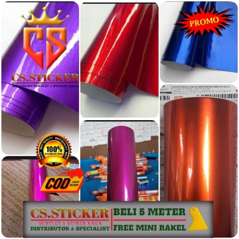 Jual Stiker skotlet merah marun / merah metalik candy untuk lis body ...
