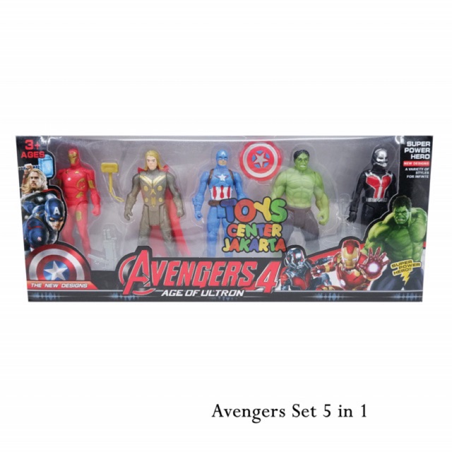 Jual TERBARU AVENGERS SET ISI 5 THOR IRON MAN SPIDERMAN HULK ANT MAN ...