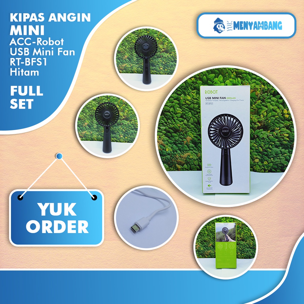 Jual 42190 | ACC-Robot USB Mini Fan RT-BFS1 Hitam | Portable USB Mini ...