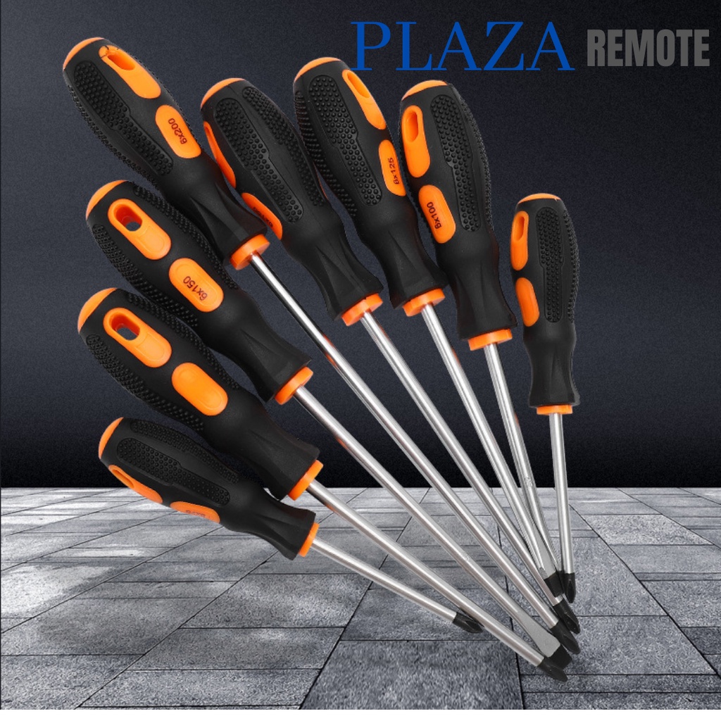 Jual OBENG MAGNET + - PLUS MINUS KARET DIAMETER 3 - 8 MM | Shopee Indonesia