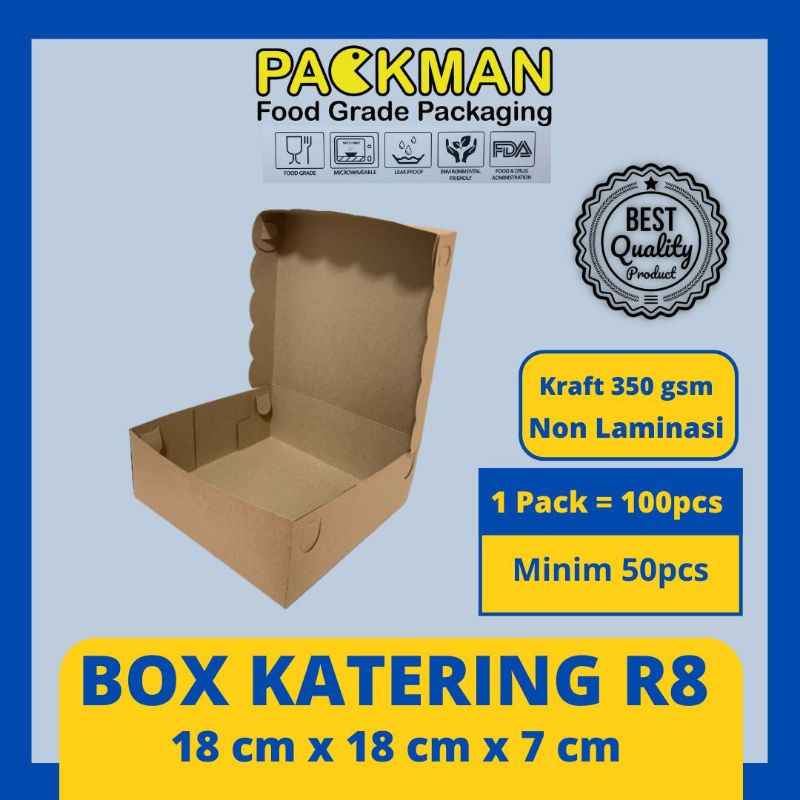 Jual BOX KATERING KRAFT R8 NON LAMINASI / DUS NASI 18X18 / KOTAK ...