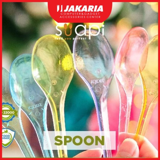 Jual SUAPI Sendok Makan Plastik Tebal Bening Transparan Warna Food ...