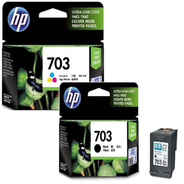 Jual Tinta hp 703 black + hp703 color original 1set (black&color ...