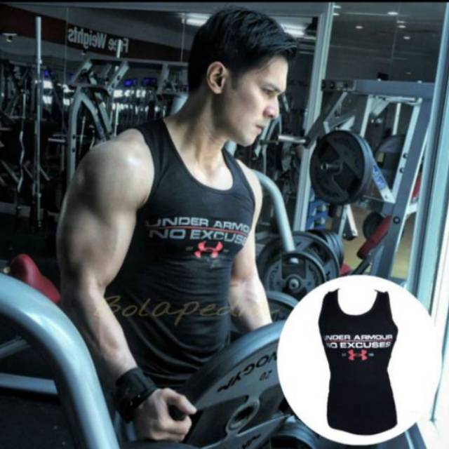 Jual Baju kaos SINGLET NO EXCUSE lekbong tanktop cowok gym fitness ...