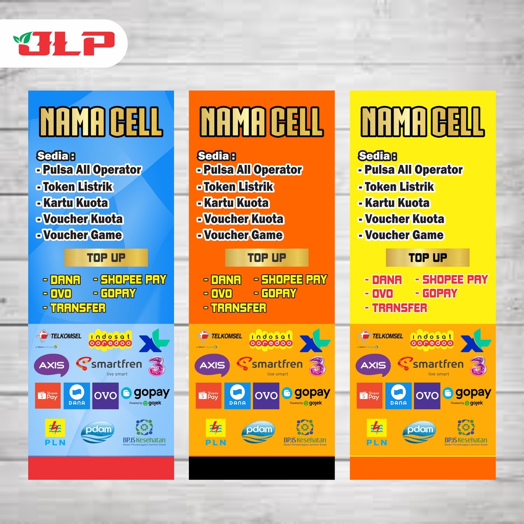 Jual BANNER KONTER PULSA UKURAN 60 X 160 CM / BANNER KONTER PULSA, TOKEN LISTRIK, BPJS ...