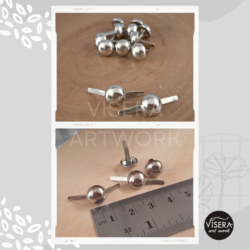 Jual Gold, Vintage Gold, Silver Small Round Decorative Spike Brad 12pcs ...