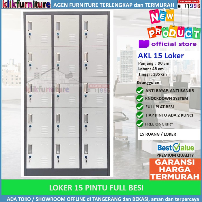 Jual Loker Kabinet / Cabinet Locker 15 Pintu AKL 15 | Shopee Indonesia