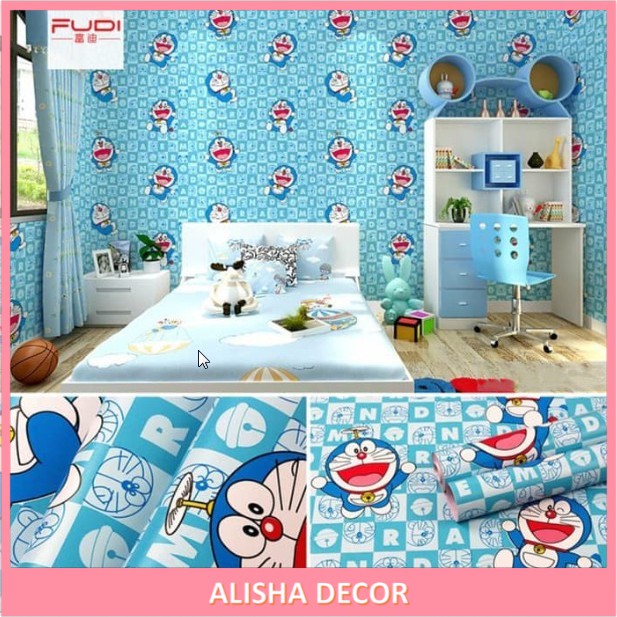 Jual Wallpaper Dinding Doraemon 45CM X 10M PREMIUM QUALITY Wall Sticker Kartun Wallpaper Kamar ...
