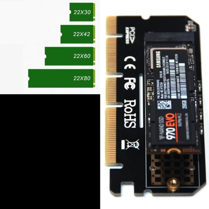 Jual Adapter Slot PCIE to SSD M.2 NVME Support PCI-E x4, x8 dan PCI-E ...