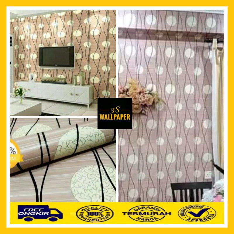 Jual Wallpaper Dinding Ruang Tamu Salur Polkadot Hijau Pink Bata Hk Wallpaper Wallpaper Sticker ...