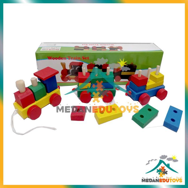 Jual Medanedutoys - Kereta Api Balok Mengenal Warna / Wooden Train - Mainan Edukasi Anak ...