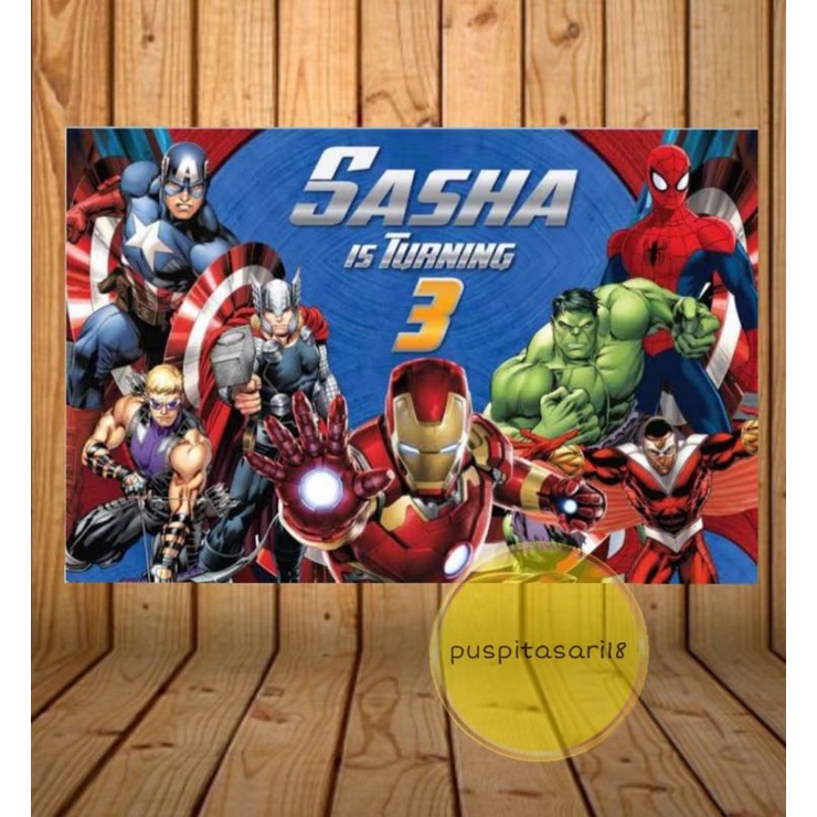 Jual custom backdrop background spanduk ulang tahun thema superhero ...