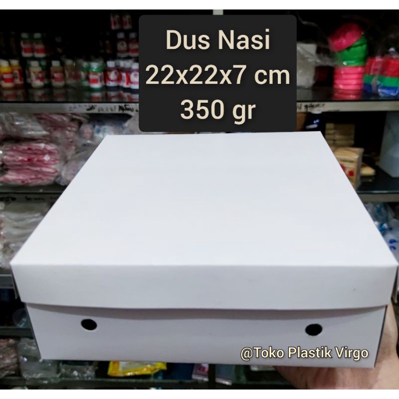 Jual Box / Kardus / Dus Nasi Kue Snack Makanan - 22x22x8 cm - Putih ...
