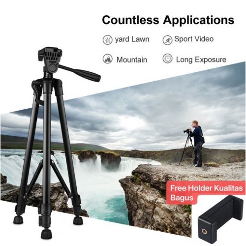 Jual TRIPOD KAMERA / TRIPOD HP UNIVERSAL + HOLDER U / TRIPOD 3366 1,4 METER | Shopee Indonesia