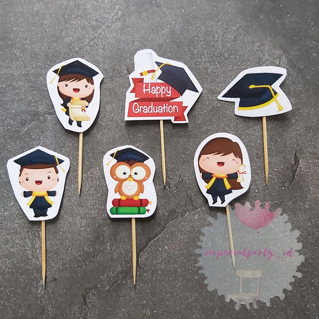 Jual Cake Cupcake Topper Kue Happy Graduation Wisuda Lulus | Shopee ...