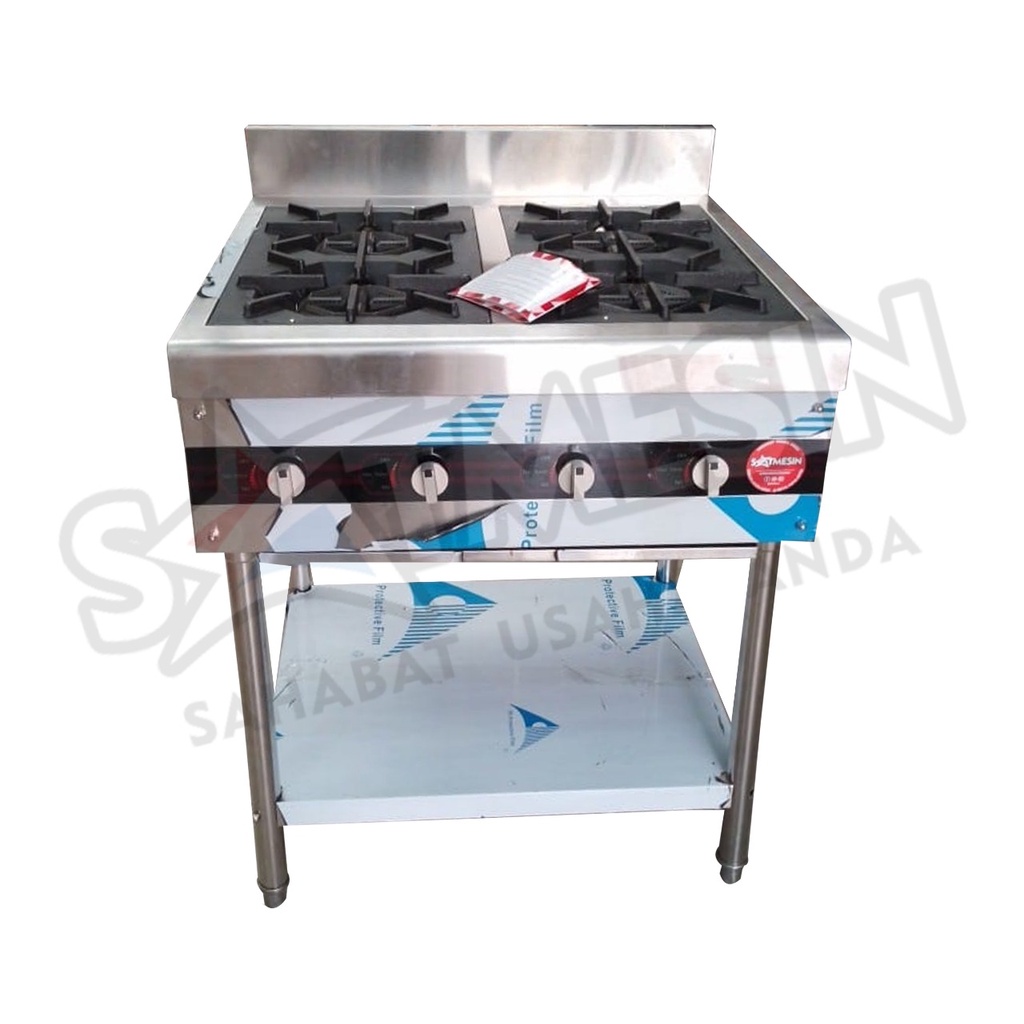 Jual SATMESIN satf rbd4/st4 Gas Open Burner w Stand / Kompor 4 Tungku Resto | Shopee Indonesia