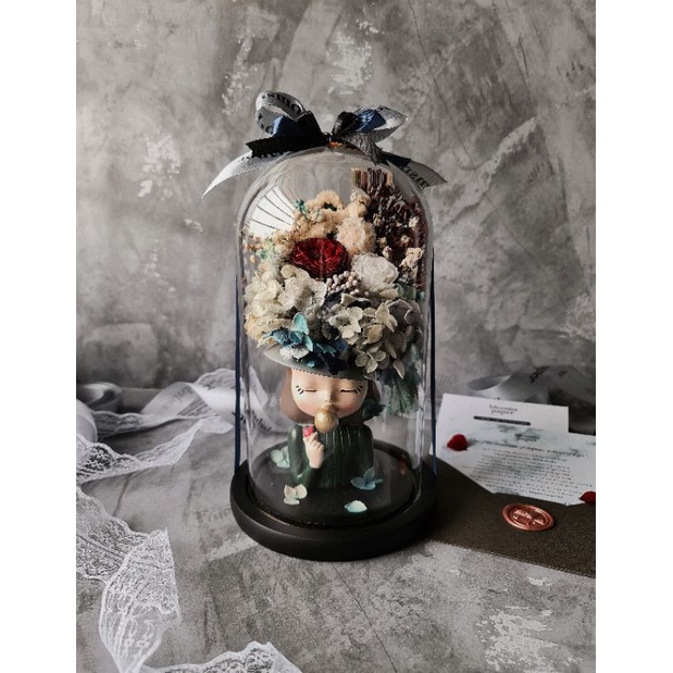 Jual Glass Dome Preserved Flowers bunga asli rangkaian pajangan hadiah ...