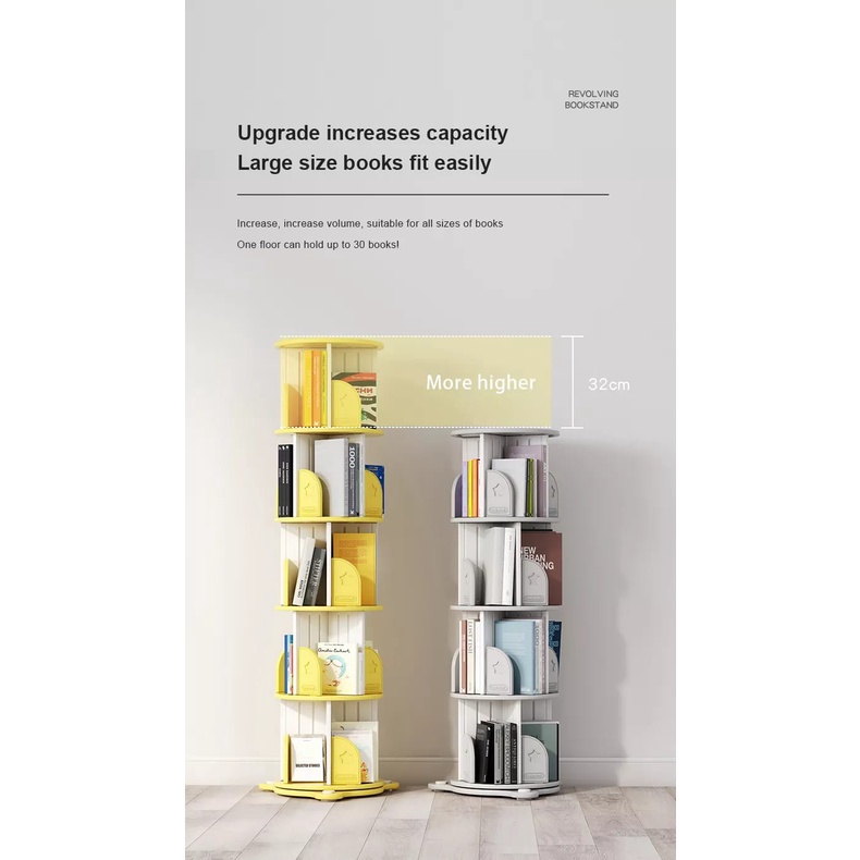Jual Rak buku putar 360° simple dan stylish GA PAKE RODA design mewah ...
