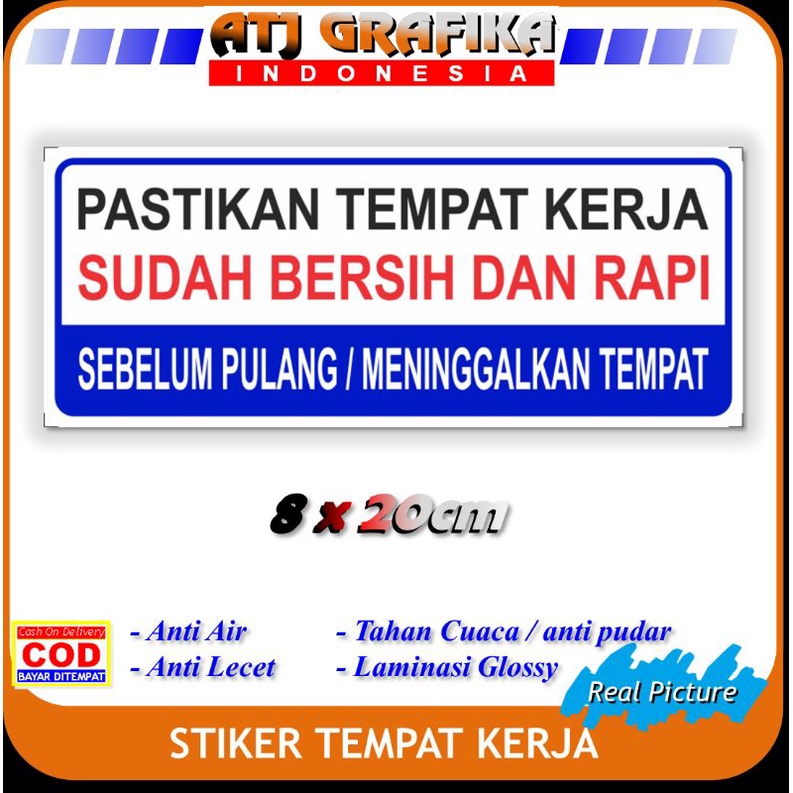 Jual Stiker kebersihan tempat kerja sticker rapi sebelum pulang kantor ...
