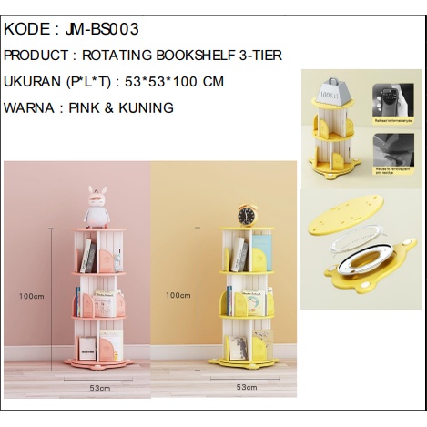 Jual RAK BUKU PUTAR 4 SUSUN DISPLAY BOOKSHELF TEMPAT PENYIMPANANAN BUKU ...
