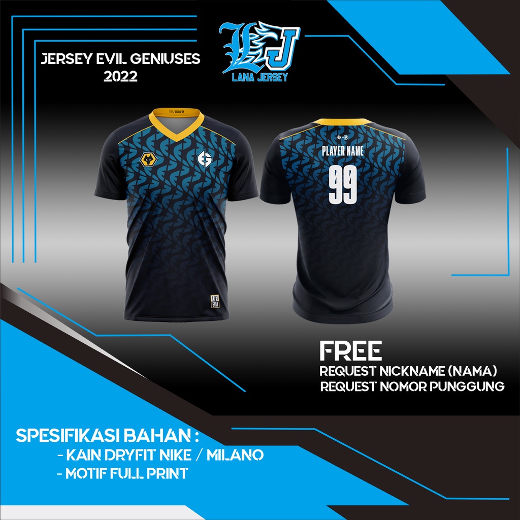 Jual JERSEY EVIL GENIUSES 2022 NEW (Free Request Nickname + Number) | Shopee Indonesia