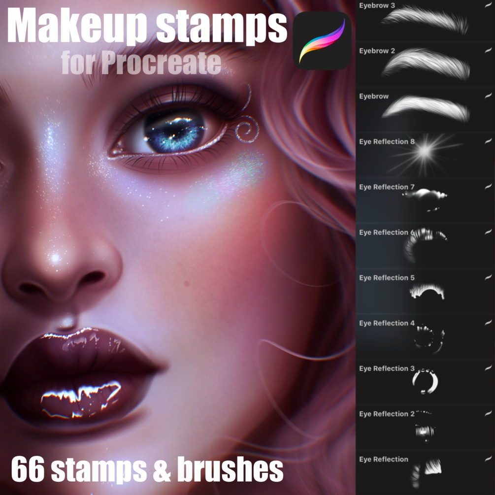 Jual Procreate Brush - 66 Makeup and Facial Stamps for Procreate | Shopee Indonesia