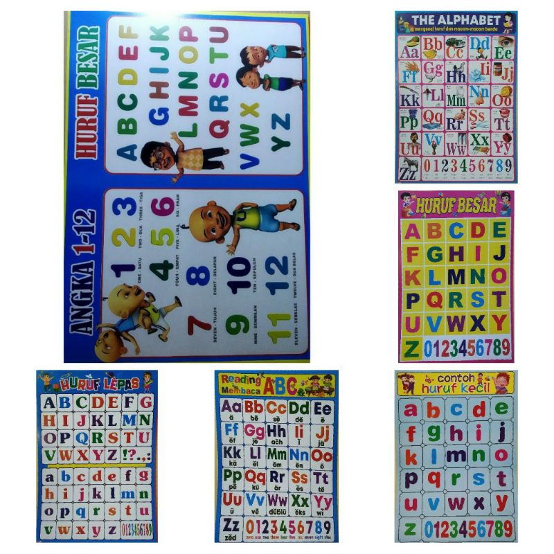 Jual POSTER EDUKASI ANAK MENGENAL HURUF HURUF ABJAD BESAR & KECIL PER ...