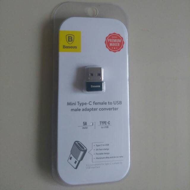 Jual Baseus Original Mini Type-C Female to USB Male Adapter Converter ...