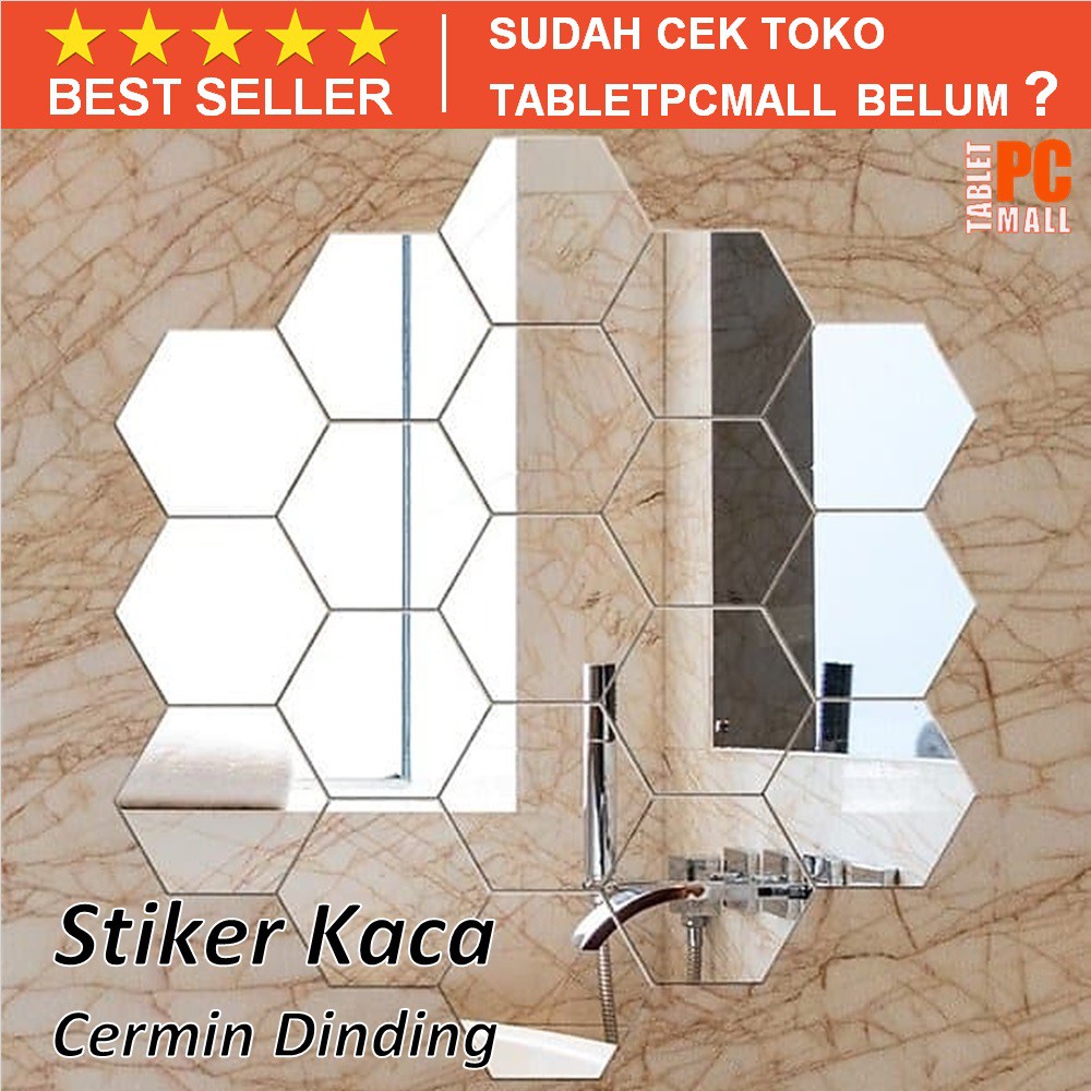 Jual Stiker Kaca Cermin Dinding Dekorasi Hexagon Wall Mirror Sticker 7 ...