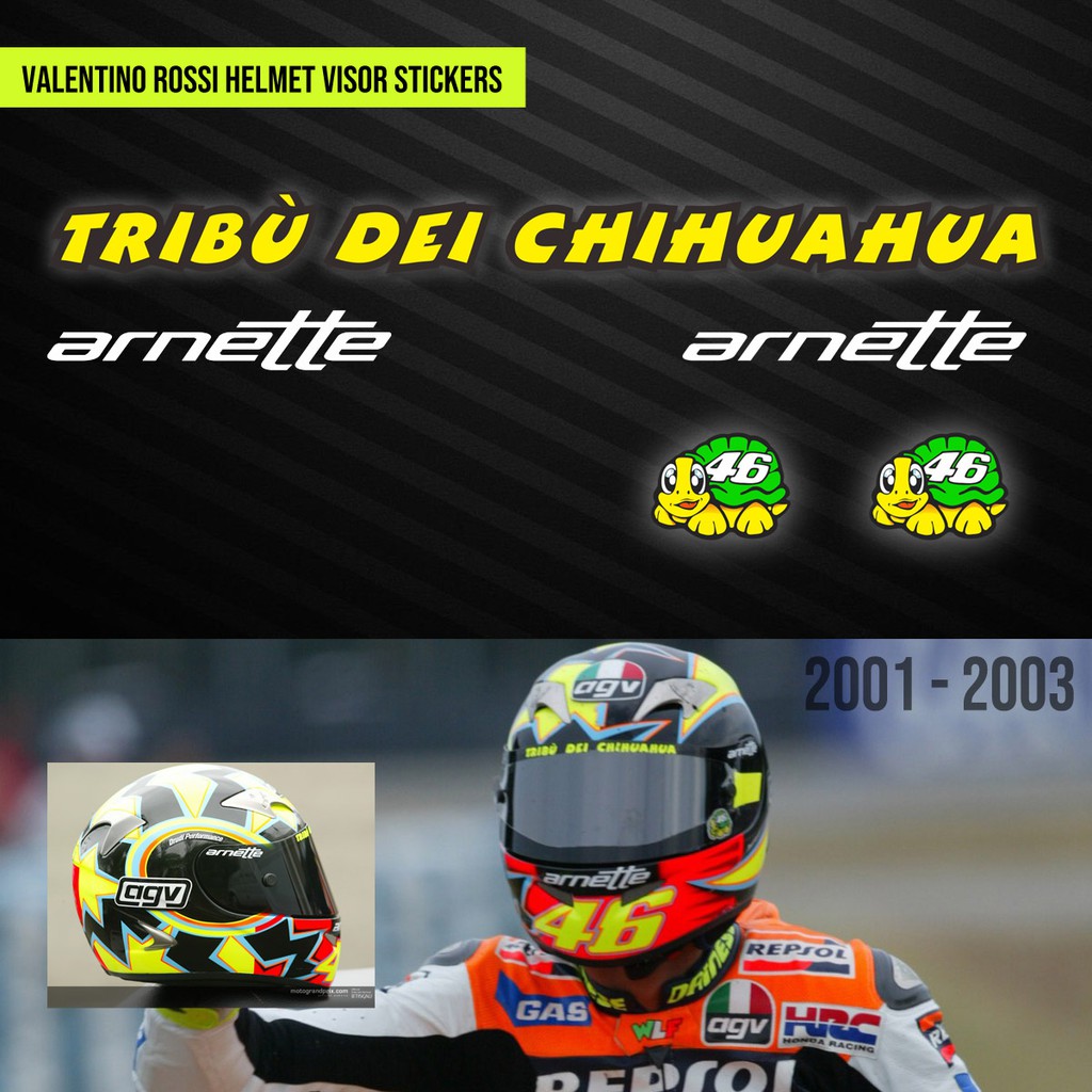 Jual Sticker Visor Helm Valentino Rossi Set 2001 to 2003 | Shopee Indonesia