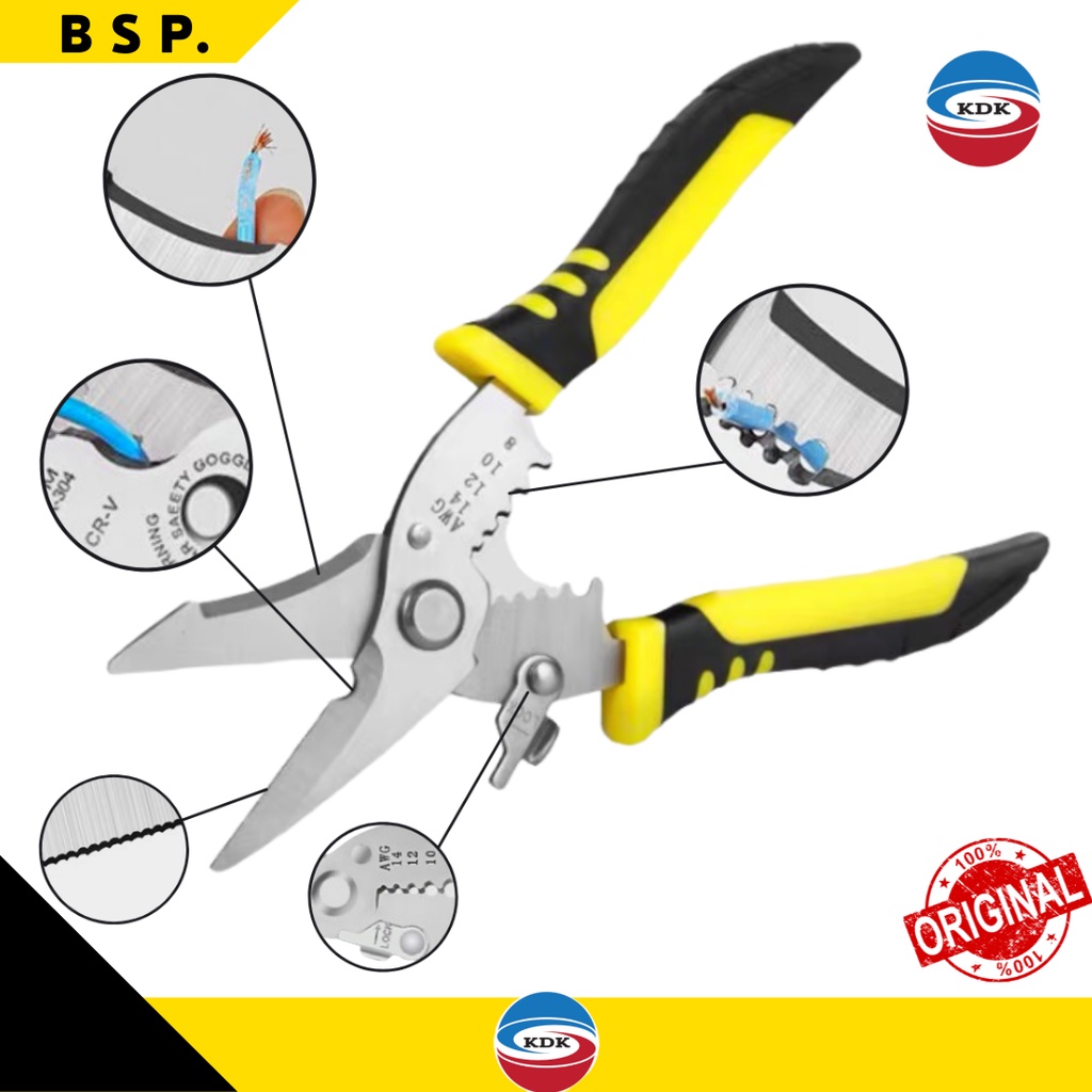 Jual Tang Potong Kupas Kabel Listrik 7 inch KDK / Gunting Kawat Lancip ...