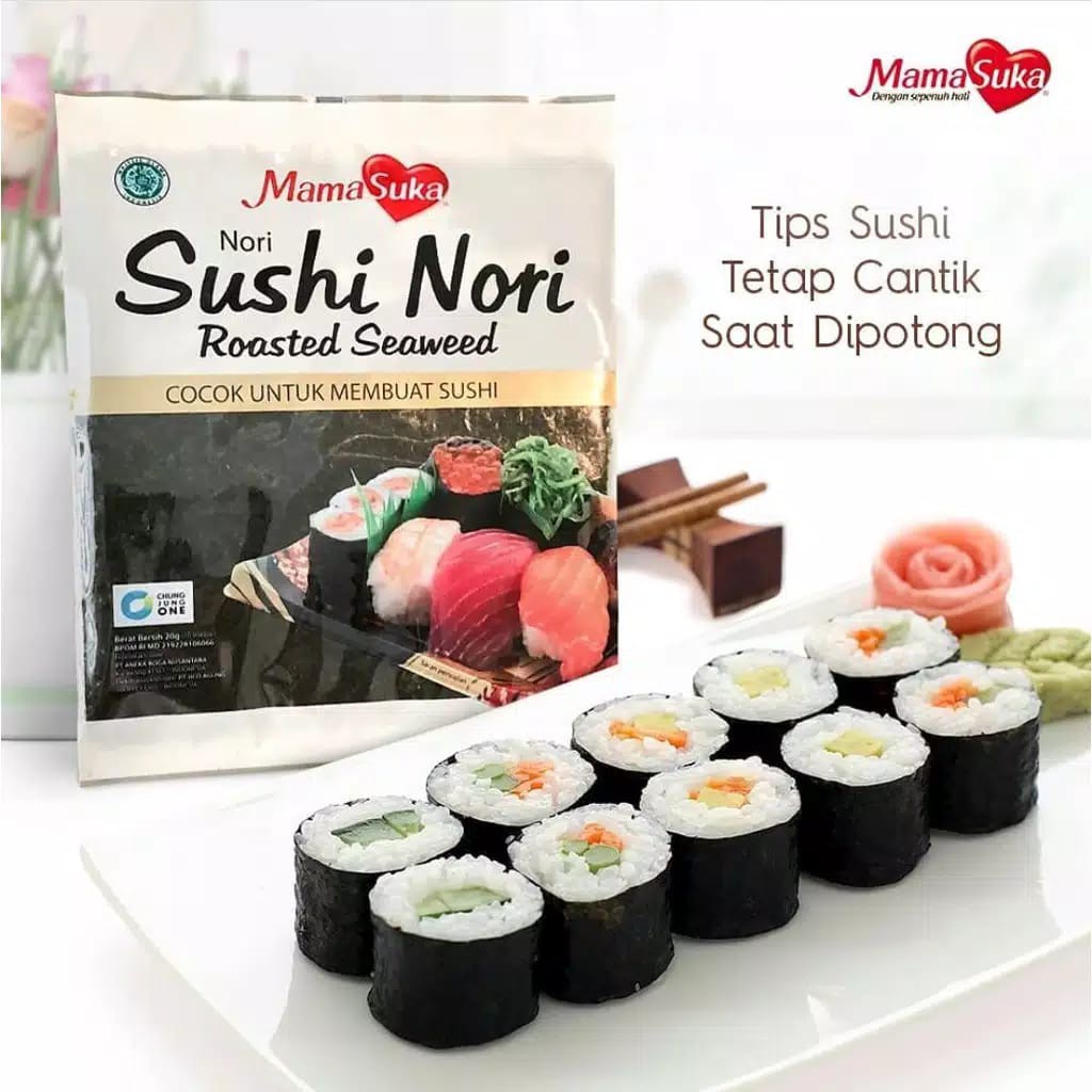 Jual Mamasuka Nori Sushi Nori Roasted Seaweed 20 Gram - 10 Lembar ...