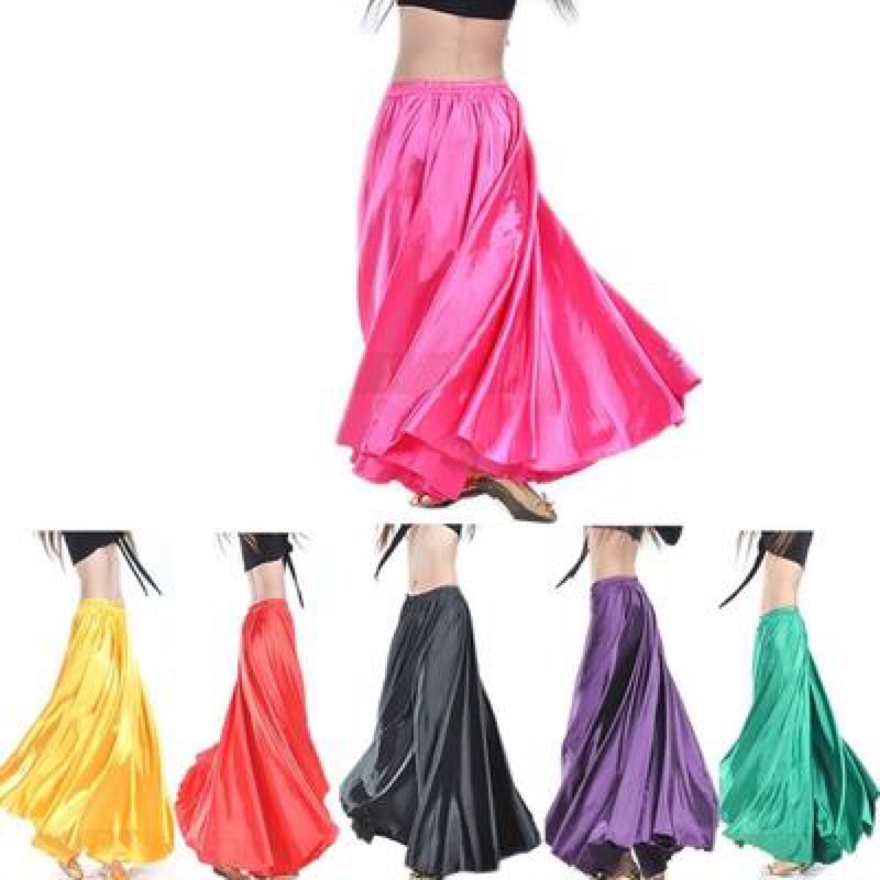 Jual Dance Costume Satin Long Skirt 360 Full Cirle Swing Dance Skirt Swing Satin Skirt
