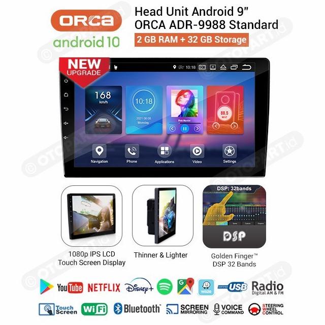 Jual Head Unit TV Android 9" inch Universal ORCA ADR-9988 Double Din OS ...