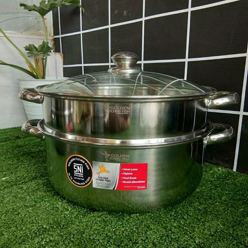 Jual Panci Steamer 2 Susun 30cm Stainless Steel / Steamer Golden Flying ...