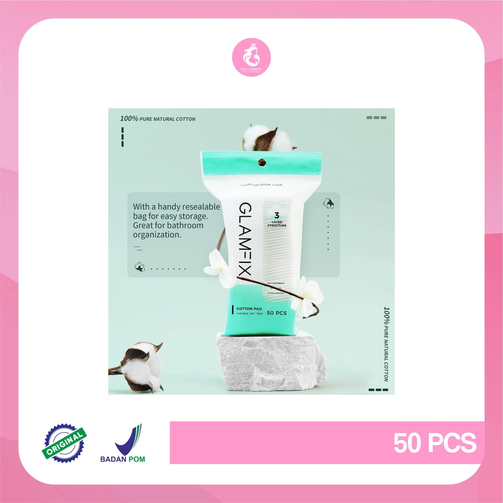 Jual Glamfix Cotton Pad-Flexible Lint-Free-3 Layer Structure-Hight ...