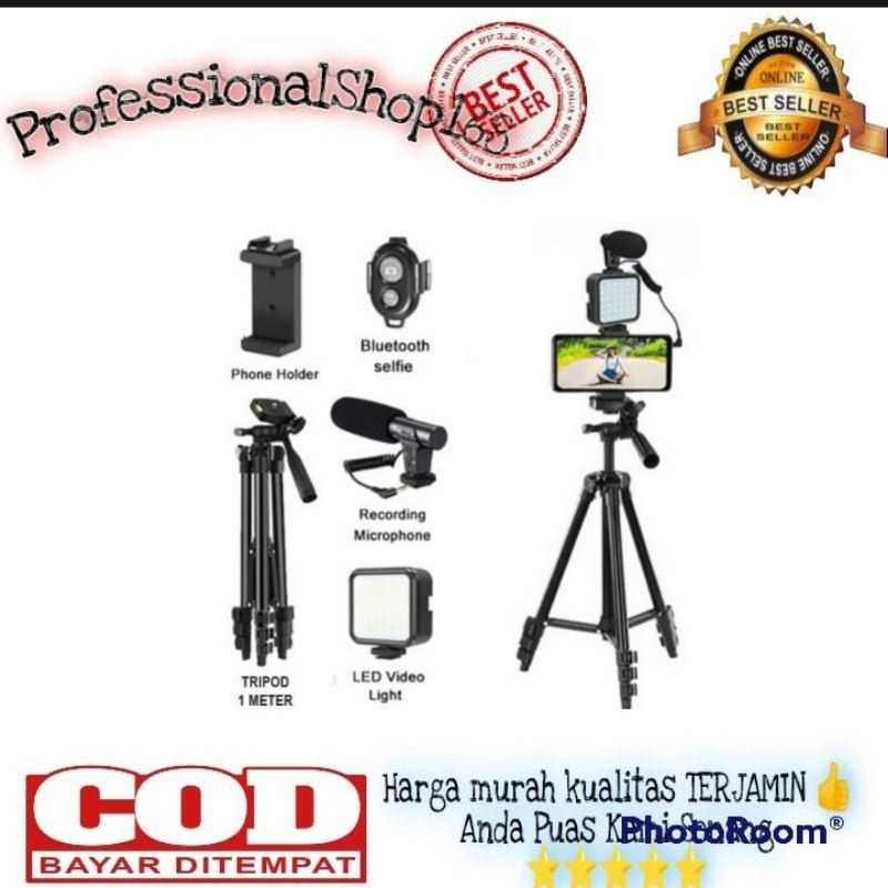 Jual PS - Vlogging making kit 05LM with / mikrofon Vlogging kit / tripod mikrofon + lampu LED ...