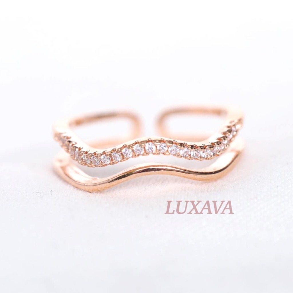 Jual LUXAVA - Cincin Rhodium Wanita Wave Adjustable | Shopee Indonesia