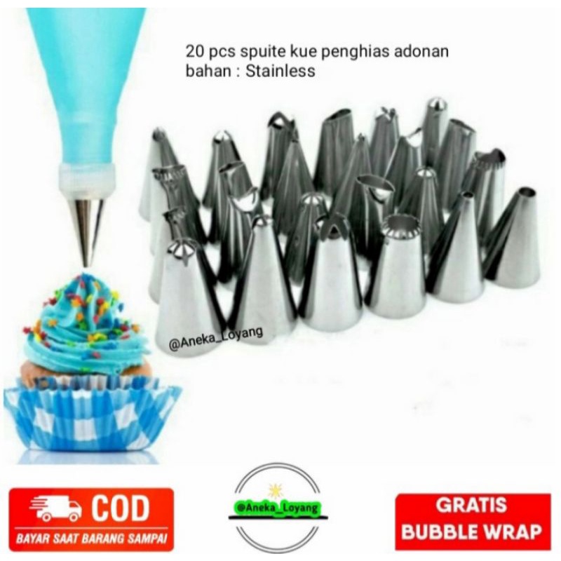 Jual Spuit Kue / Alat Hias Kue / Spuit Penghias Adonan 20 Pcs Stainless ...