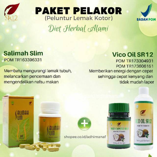 Jual SALIMAH SLIM VICO SR12 PELANGSING ALAMI OBAT DIET HERBAL PENURUN ...