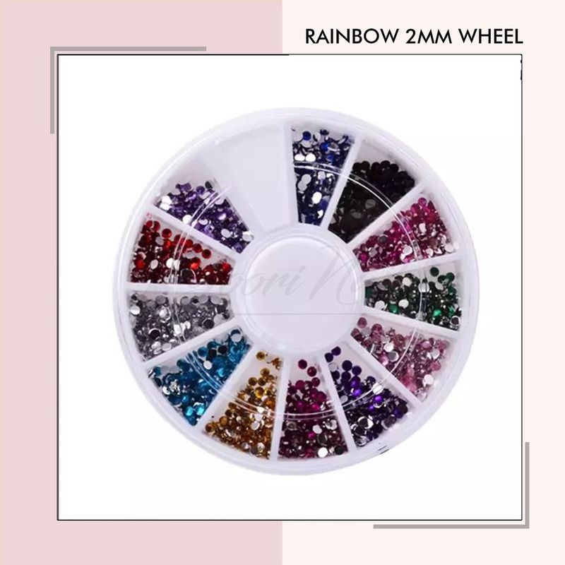 Jual Rainbow rhinestones wheel nail art rhinestone 2mm 12 warna ...