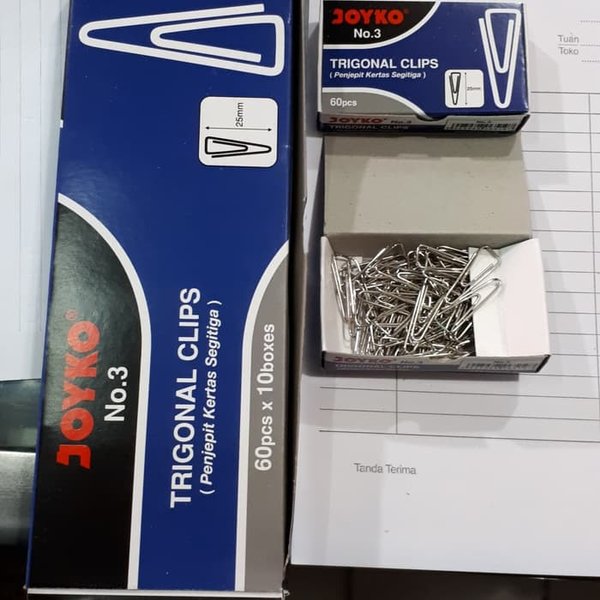 Jual Trigonal Clip / Klip /Penjepit Kertas Joyko No.3 - (1 Pack isi 10 ...