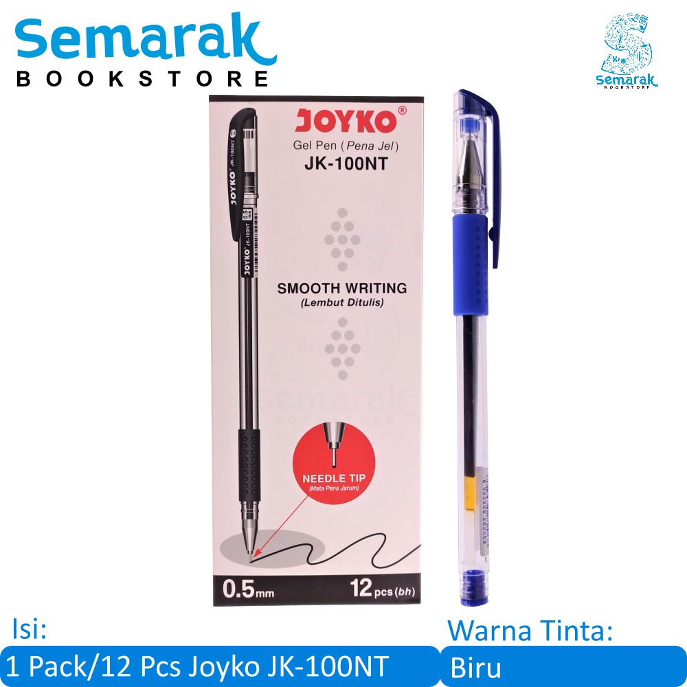 Jual Joyko JK-100 NT Pena Jel Lancip - Biru [1 Pack / 12 Pcs] | Shopee Indonesia