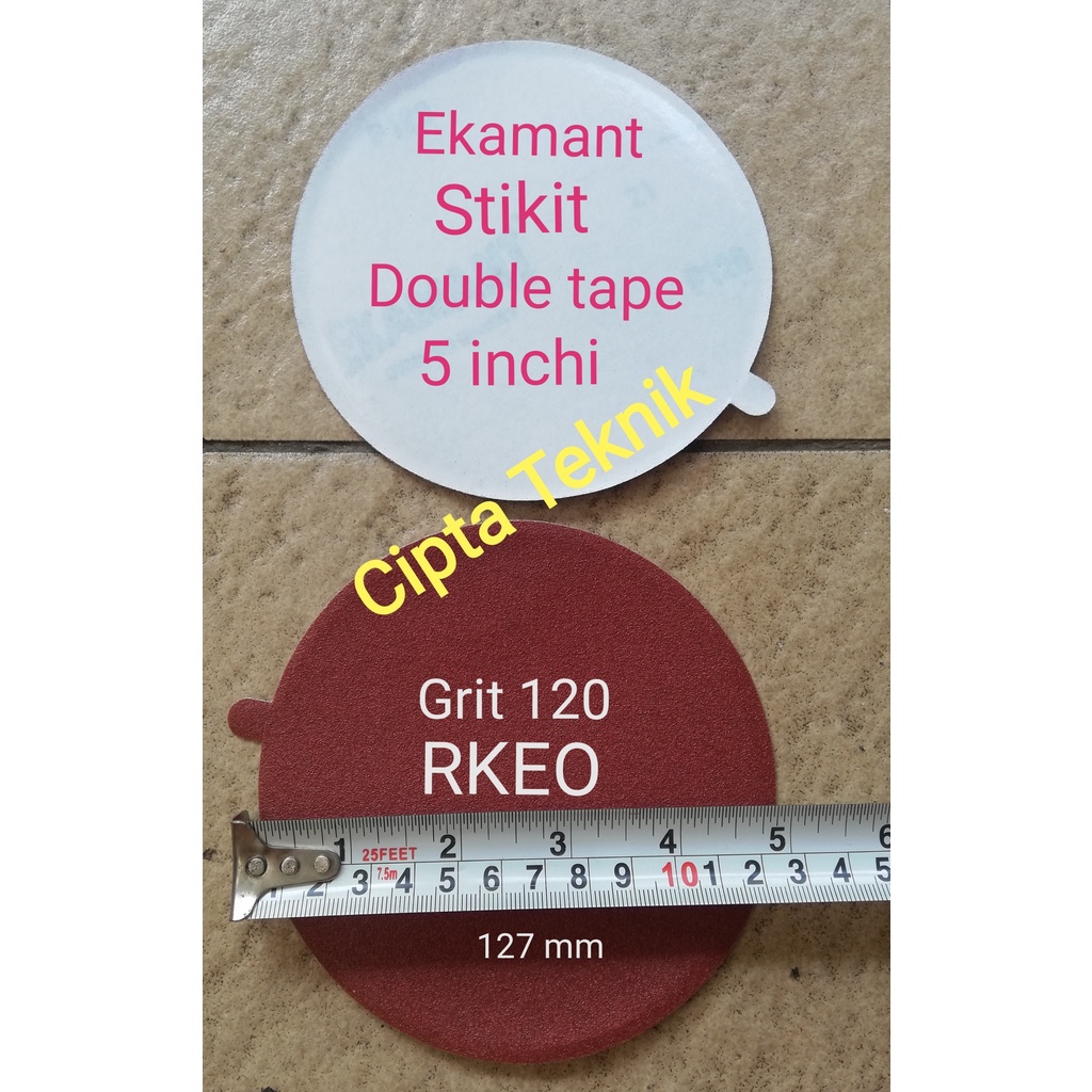 Jual Amplas bulat stikit 5 inchi grit 120 merah double tape ekamant ...