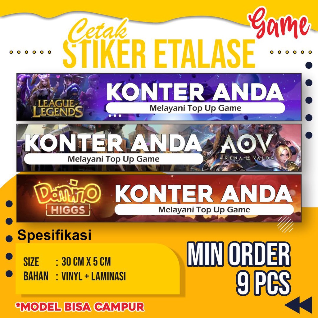 Jual Stiker Etalase Konter Custom/ Stiker Game ( MIN 9 PCS) | Shopee ...
