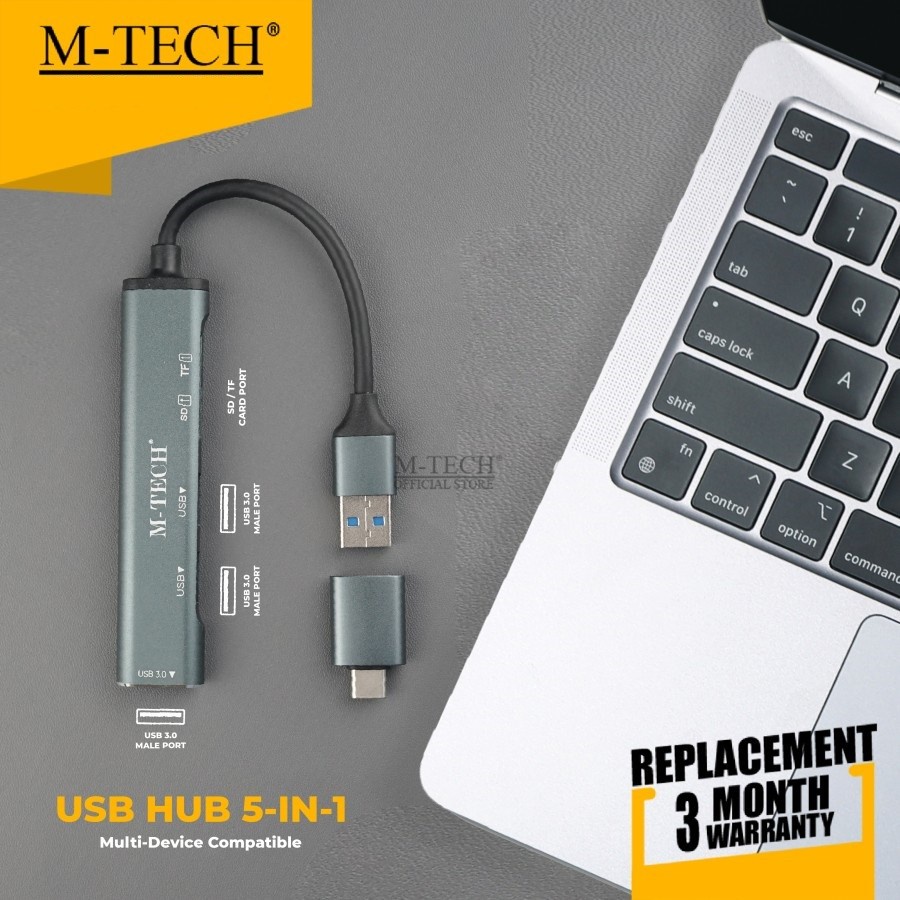 Jual M-Tech Usb Hub 5 in 1 CR50 (+ type-C OTG) 3 port USB + SD TF Card | Shopee Indonesia