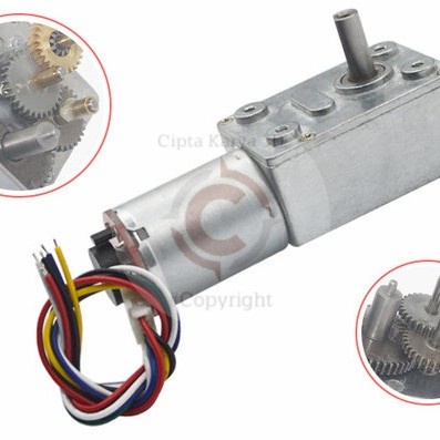 Jual Low Speed High Torque Full Metal Gearbox Encoder Turbo Worm Gear ...