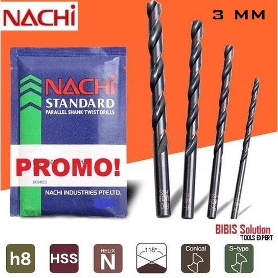 Jual NACHI MATA BOR NACHI MATA BOR BESI 3 MM ORIGINAL HSS DRILL NACHI ASLI 3MM | Shopee Indonesia