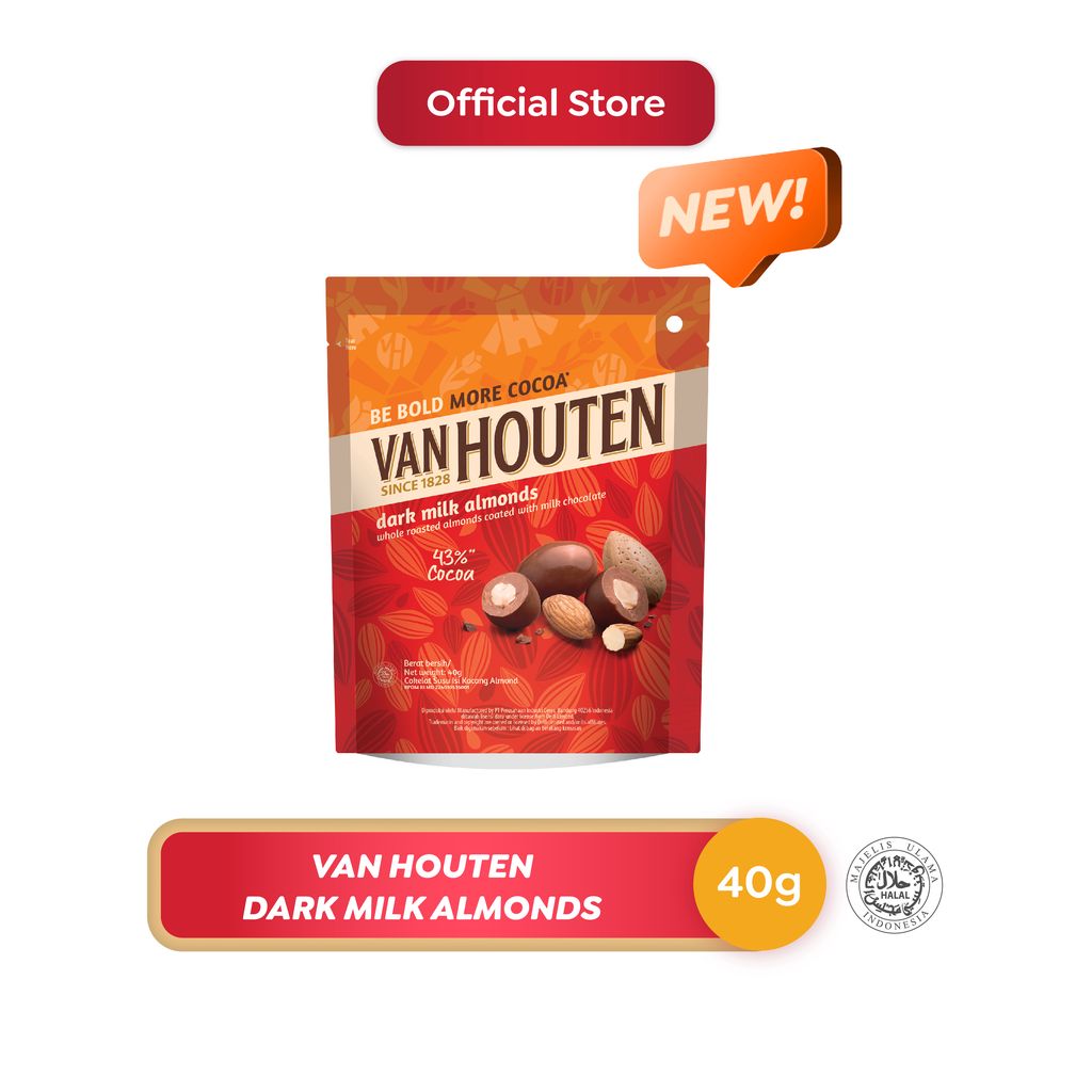 Jual Van Houten Dark Milk Almonds 40 g Dragees | Shopee Indonesia